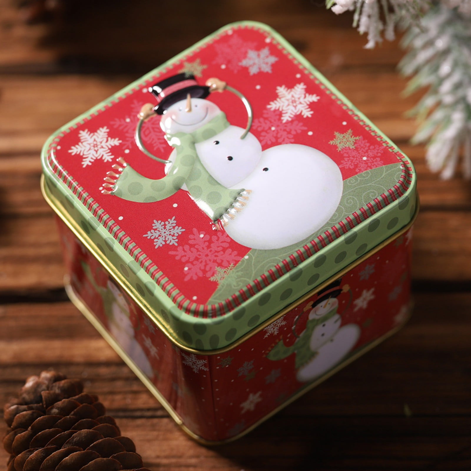 Christmas Cookie Tins Xmas Square Candy Tinplate Tins Large Capacity ...