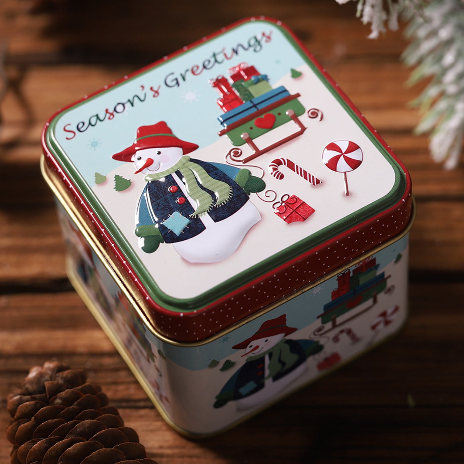 Christmas Cookie Tins Xmas Square Candy Tinplate Tins Large Capacity ...