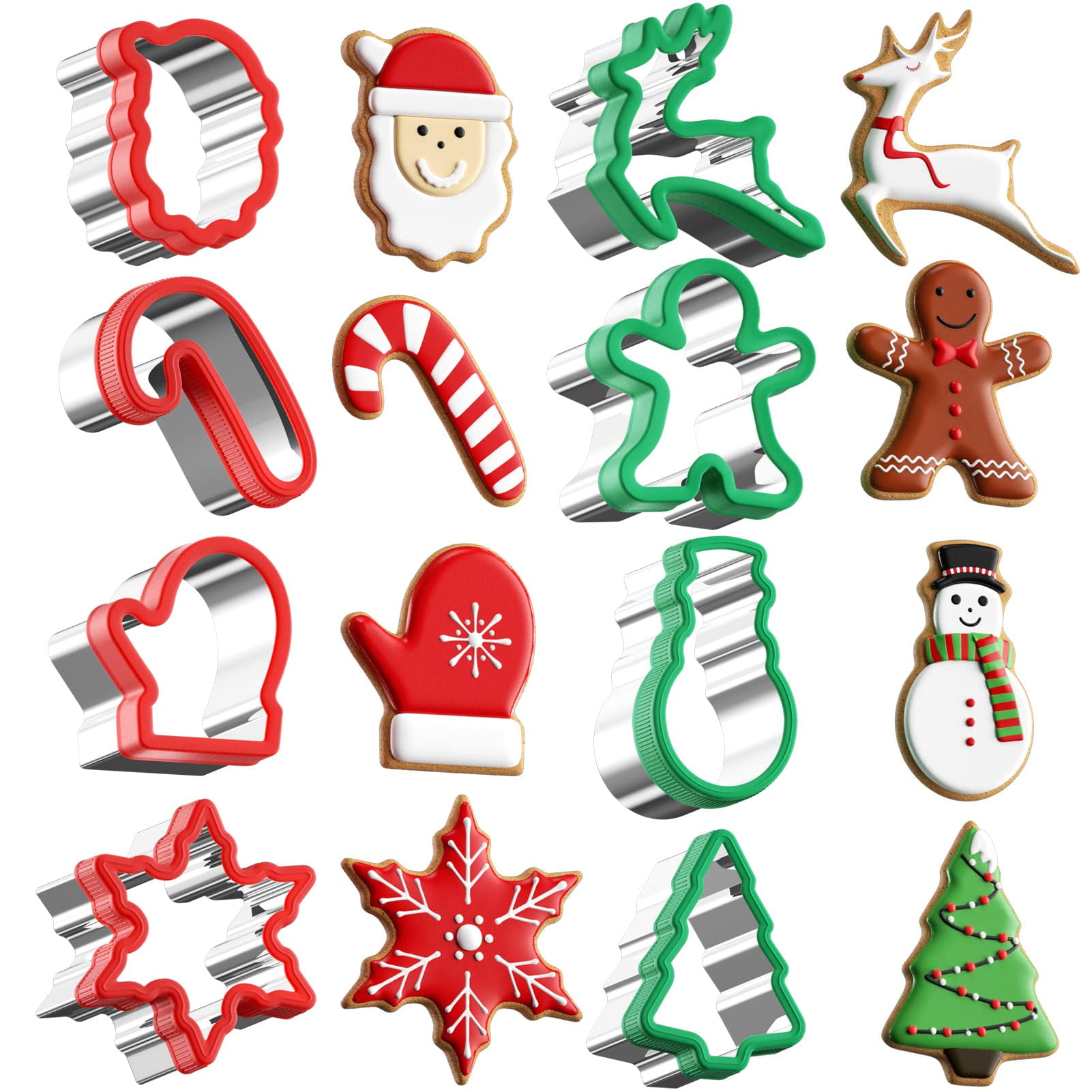 Christmas Cookie cutters Set 8 Pieces, Holiday Cookie Cutters with ...