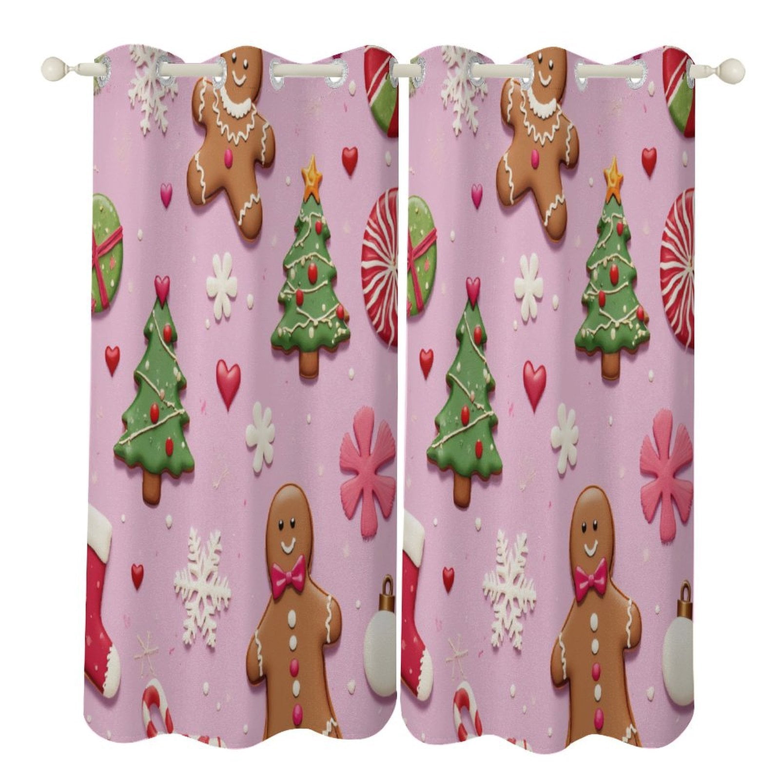 Christmas Cookies And Ornaments Pattern Window Blackout Curtain 3d ...