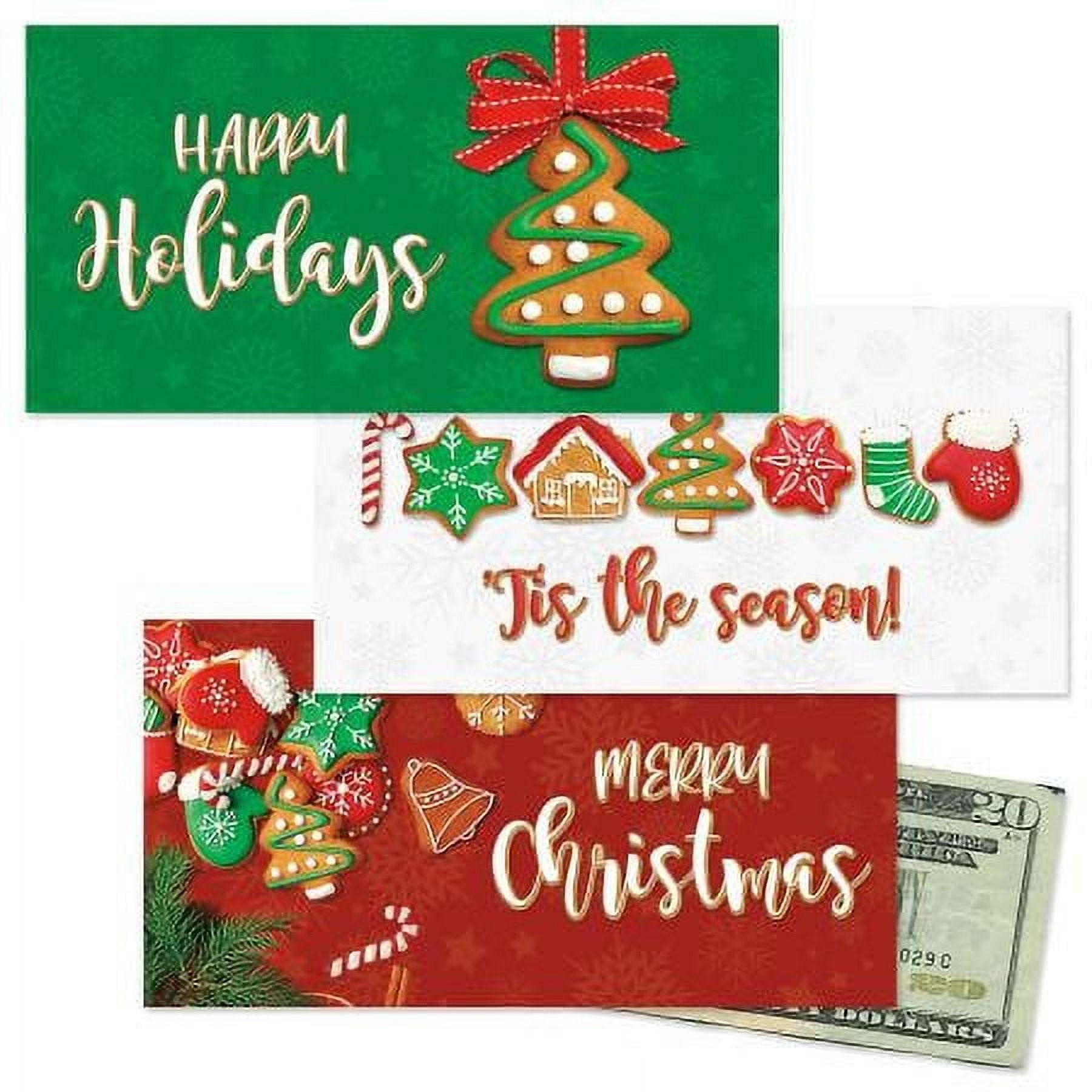 Christmas Cookies Cash Card Money Holders, Set of 6 (3 designs) 3 5/8 ...
