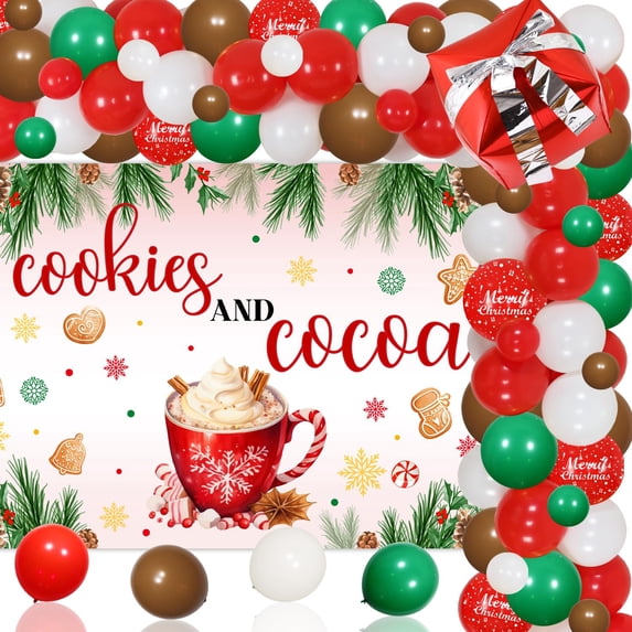 Christmas Cookies and Cocoa Birthday Party Decorations Red Green Coffee ...