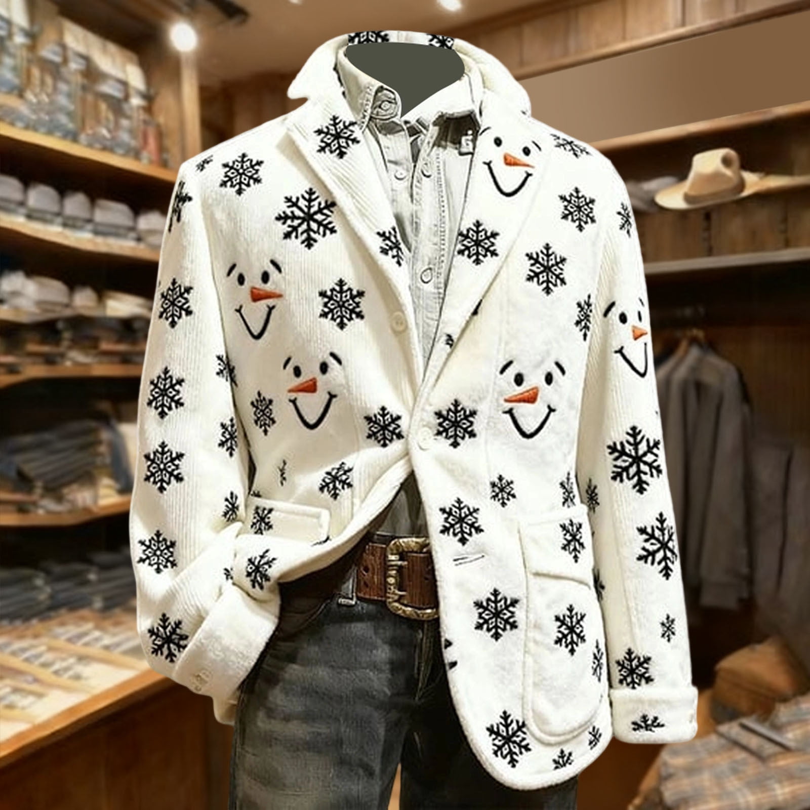 Christmas Corduroy Blazer for Men With Notch Lapel Type S (White_S XXXXL) - Walmart.com