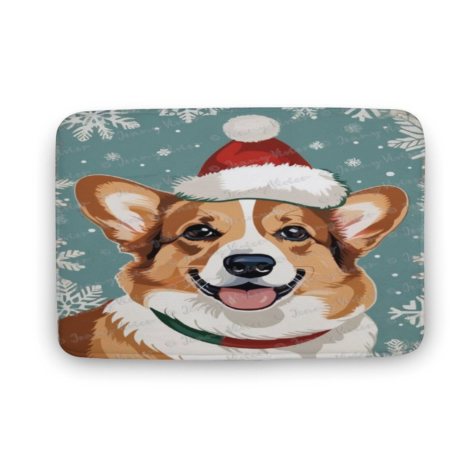 Christmas Corgi Print Bath Rug, Coral Velvet, 16"x24",Comfortable, Soft ...