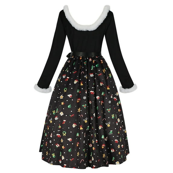 Christmas Costu me Elegant Themed Print Dress For Family Holiday Party ...