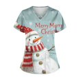Christmas Costumes For Women Xmas Snowflake Print Scrub Tops Short