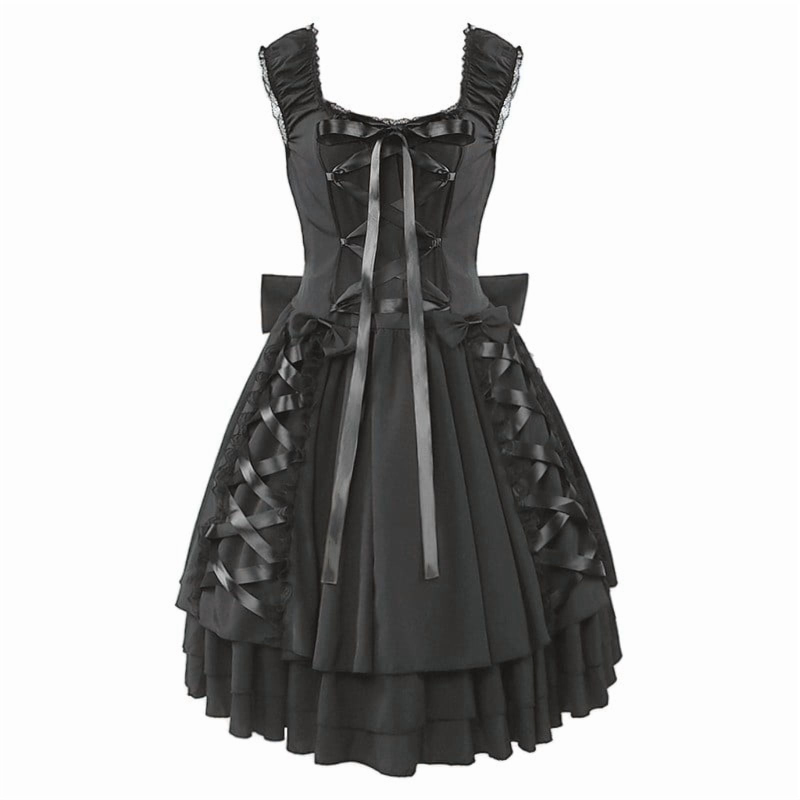 Christmas Costumes for Women Gothic Dress With Lace Trim And Flowy ...