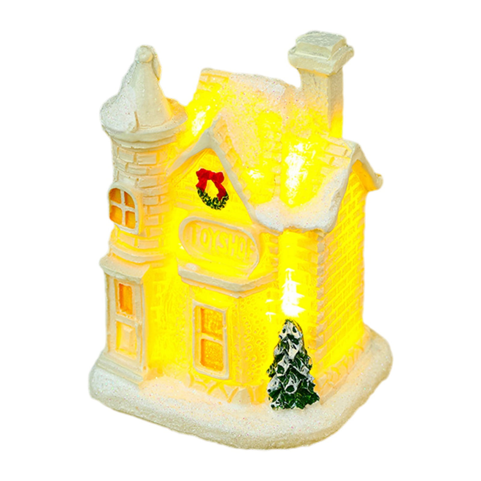 Christmas Cottage LED Holiday Light Figurines Resin Lighted Indoor ...