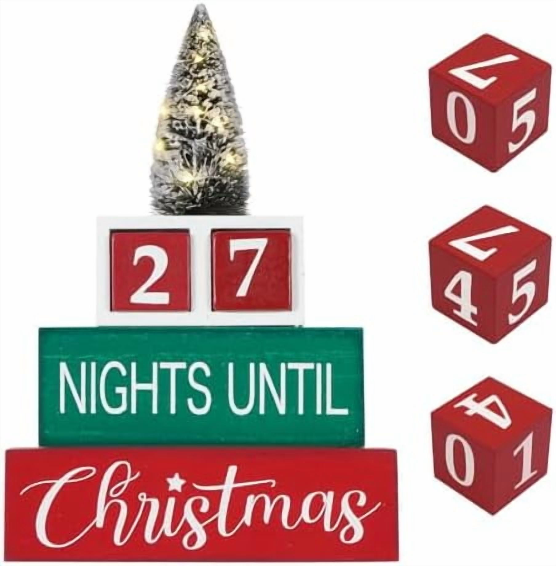 Christmas Countdown Blocks LED Lighted Christmas Tree Advent Calendar ...