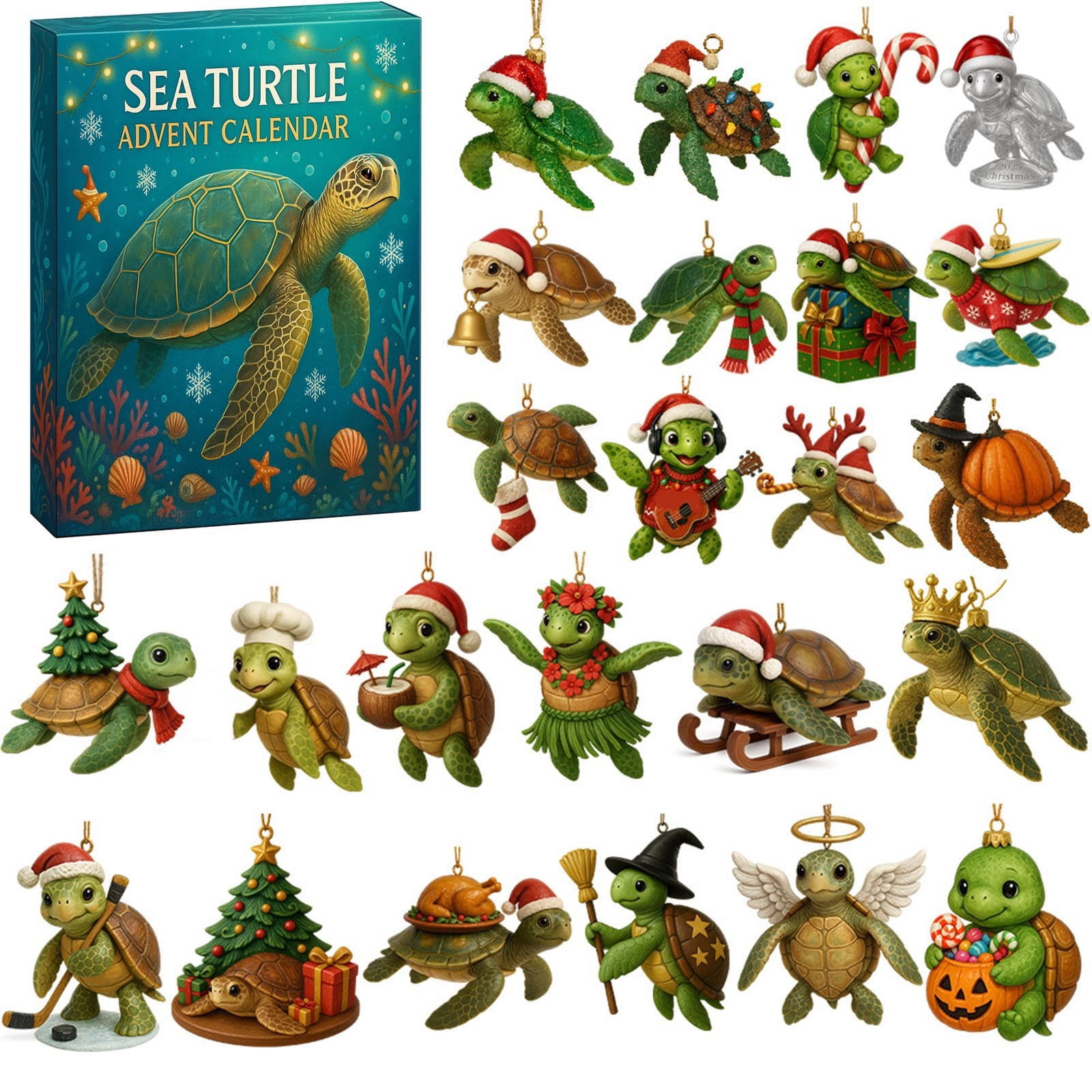 Christmas Countdown Box Sea Turtle Advent Calendar 2025 Ocean-Themed ...