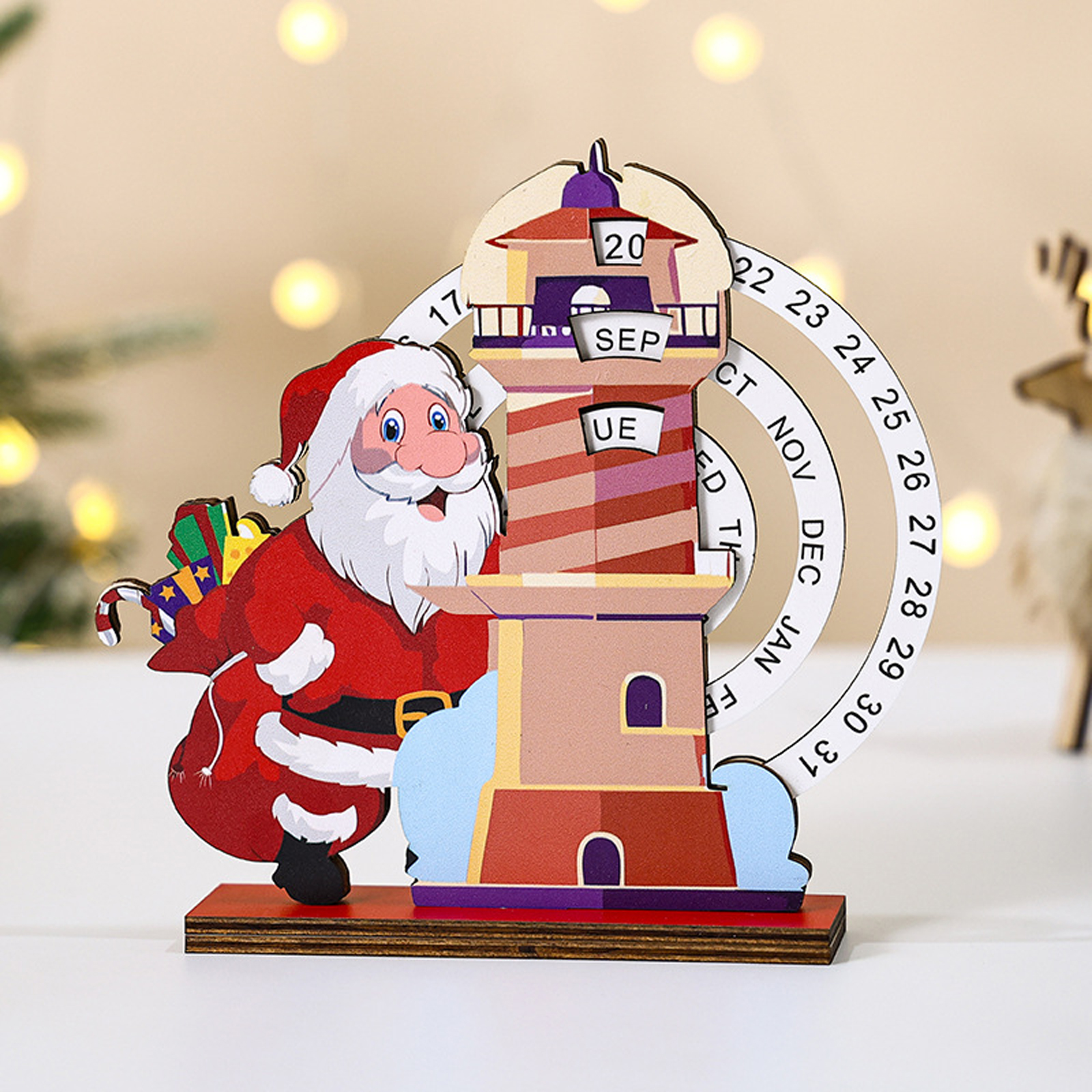 Christmas Countdown Calendar Ornaments Tabletop Christmas Wooden ...