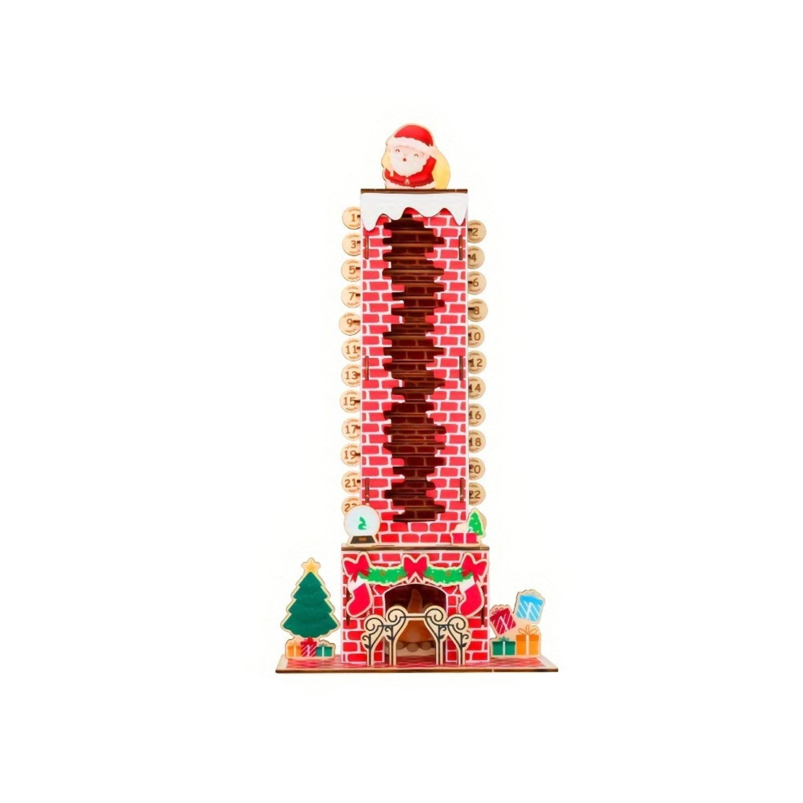 Christmas Countdown Calendar Wooden Santa Chimney Tabletop Ornament ...