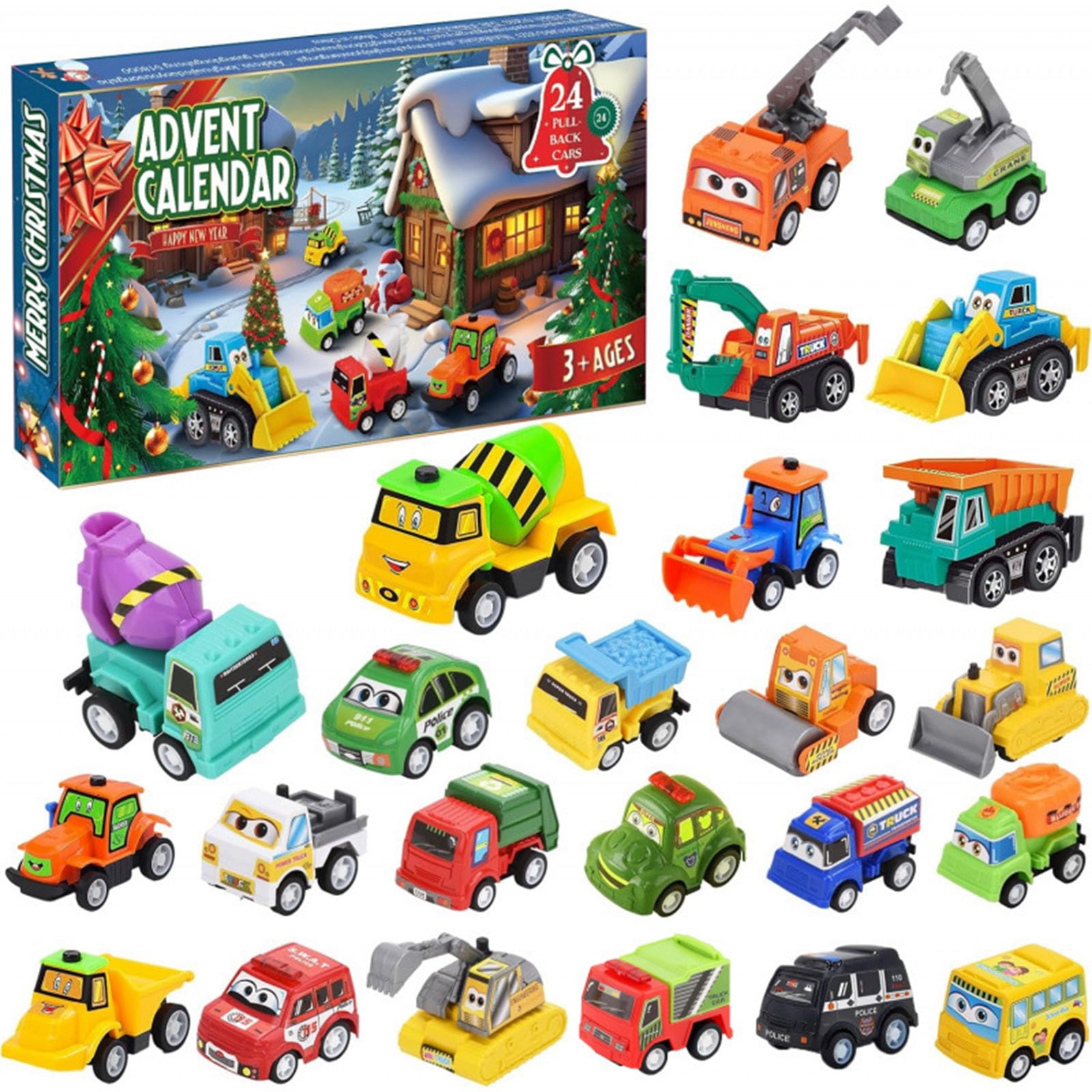 Christmas Countdown Engineering Vehicle Arrival Calendar With 24 Blind ...