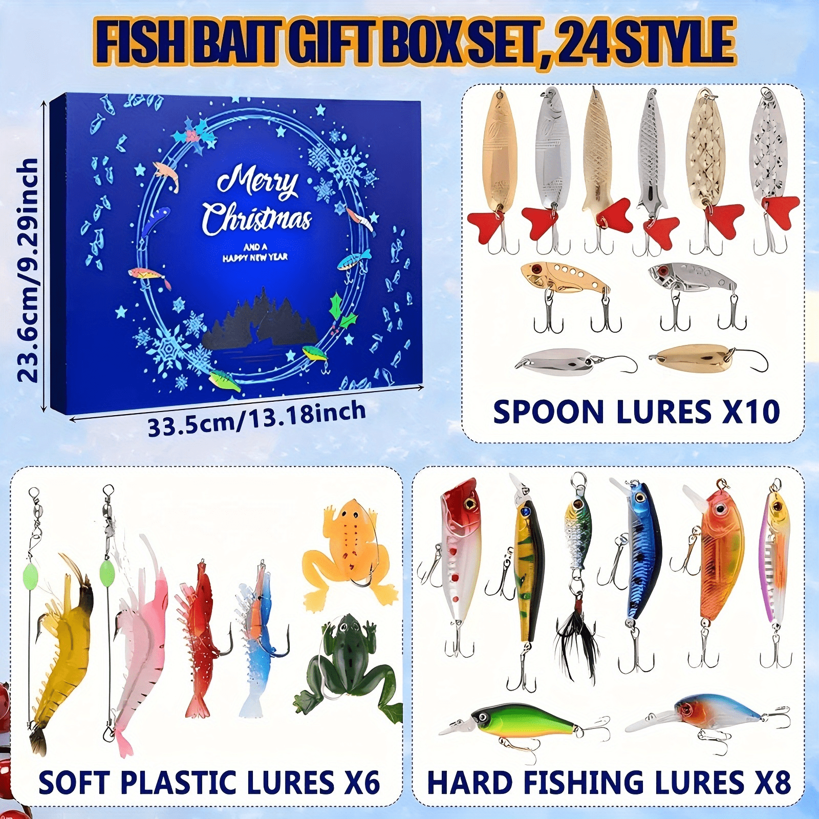 Christmas Countdown Fishing Calendar - 24 Day Fishing Set for Adult Men ...