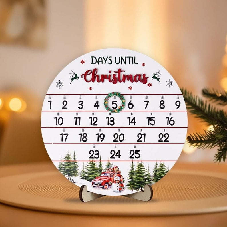 Christmas Countdown Sign, Wood Countdown Advent Calendar 2025, Days ...