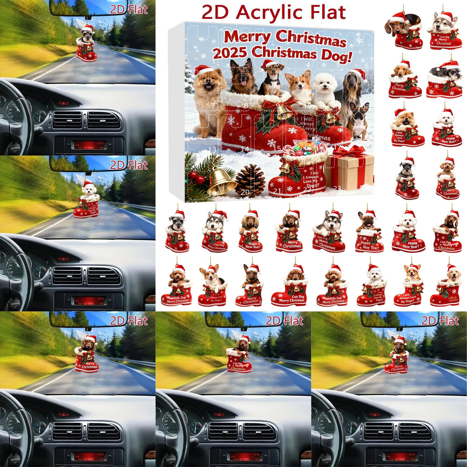 Christmas Countdown sets 2025 2D Cute Boots Hanging Advent Calendar 24 ...