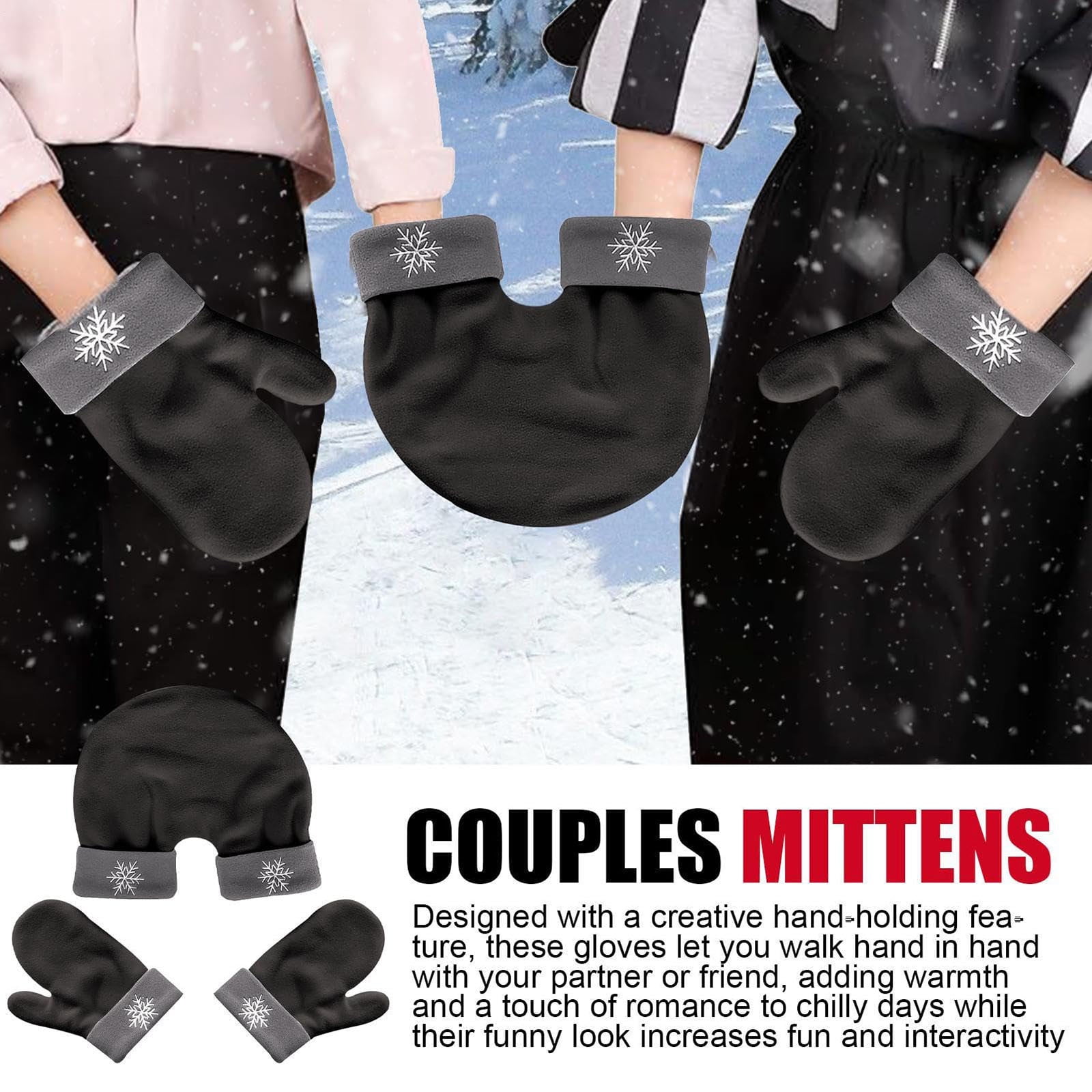 Christmas Couple Gloves | Double Layer Thickened Fleece Hand Mittens ...