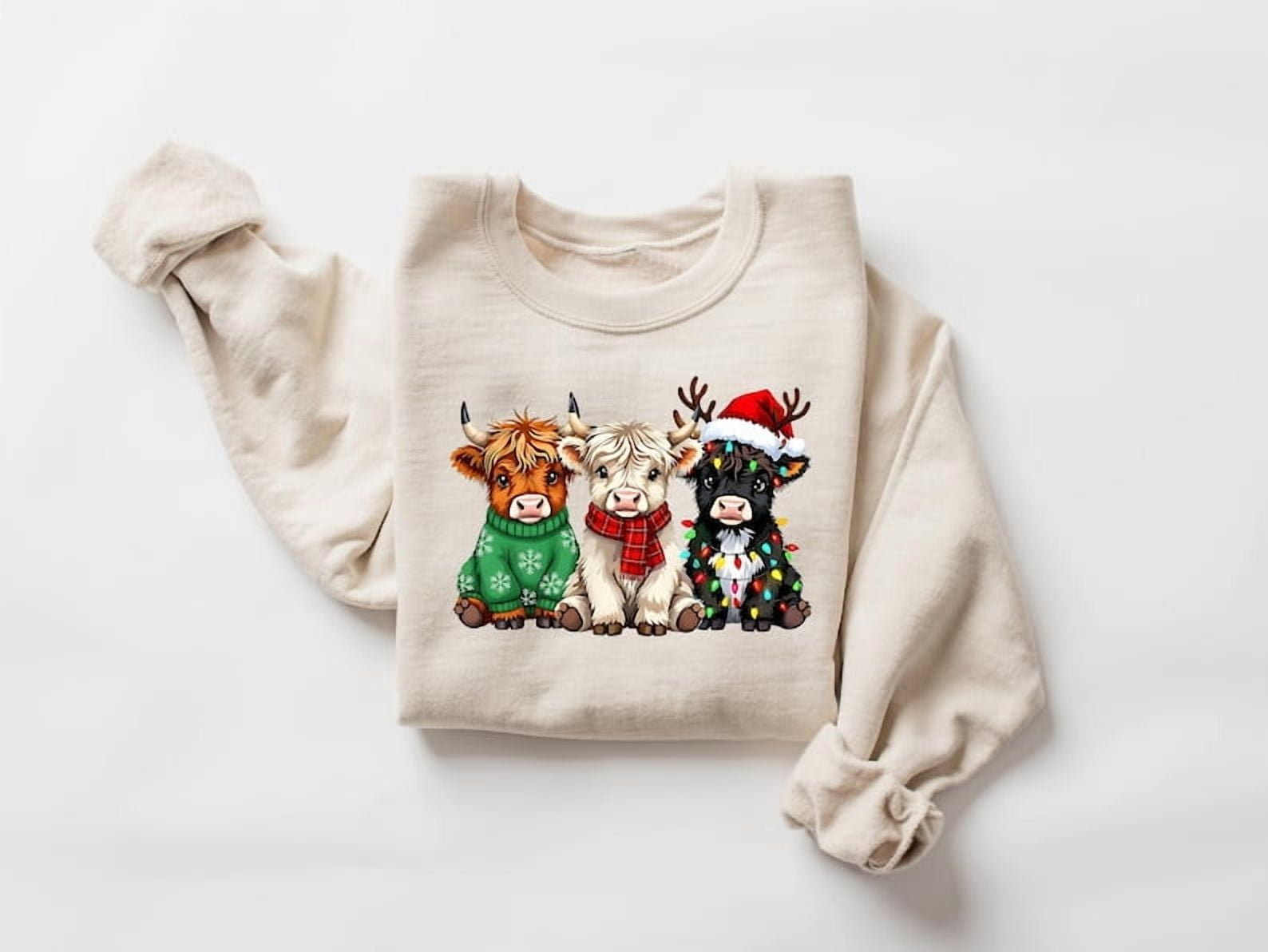 Christmas Cow Sweatshirt, Highland Cow Tshirt, Women's Cow Christmas ...