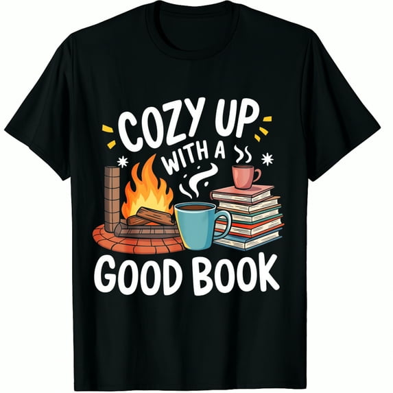Christmas Cozy Up With A Good Book Black Fire Fireplace Coffee Books ...