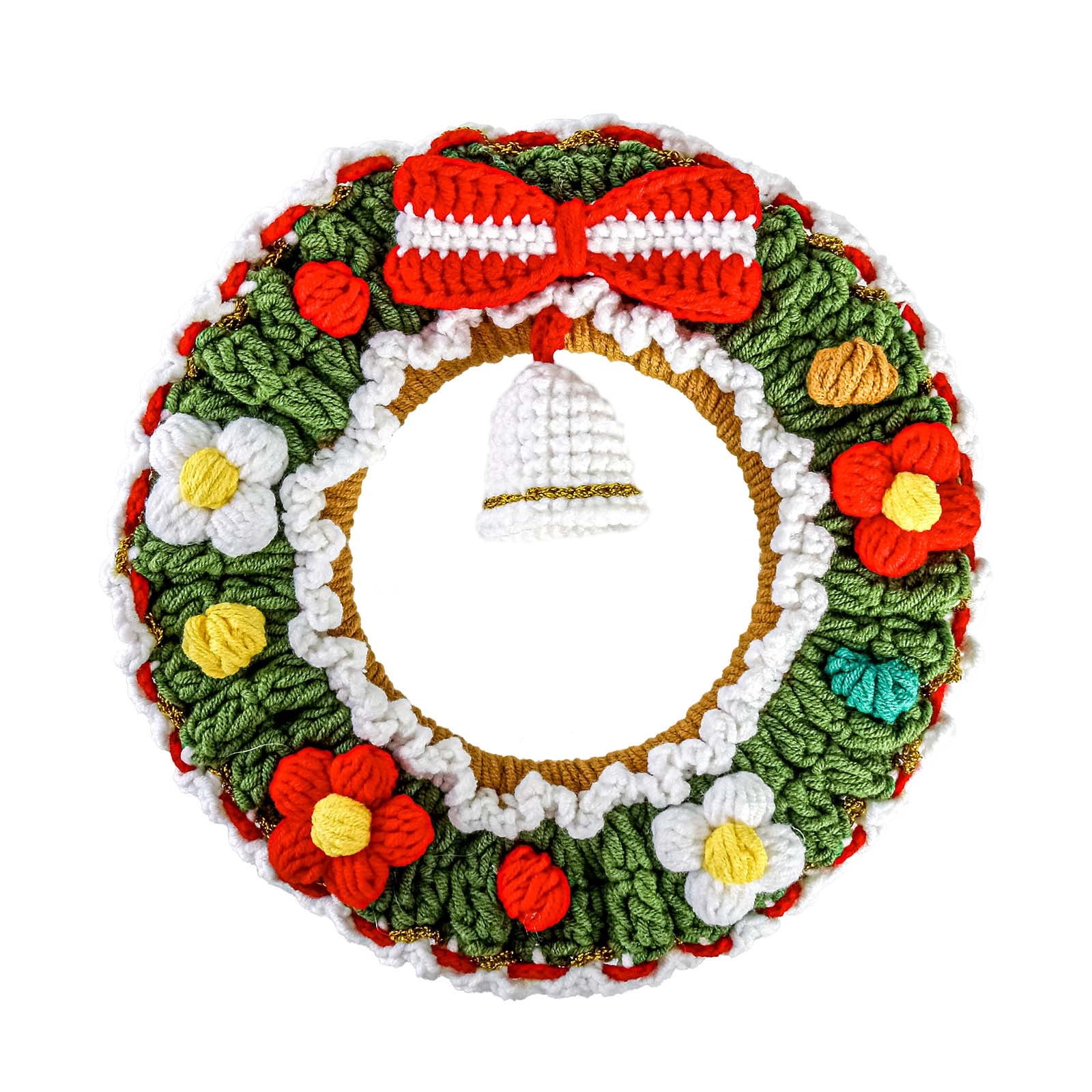 Christmas Cream Puff Wreath – Festive Fabric Yarn Holiday Decoration ...