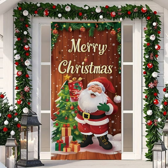 Christmas Creative Door Sticker Santa Claus Door Cover Family Gathering ...