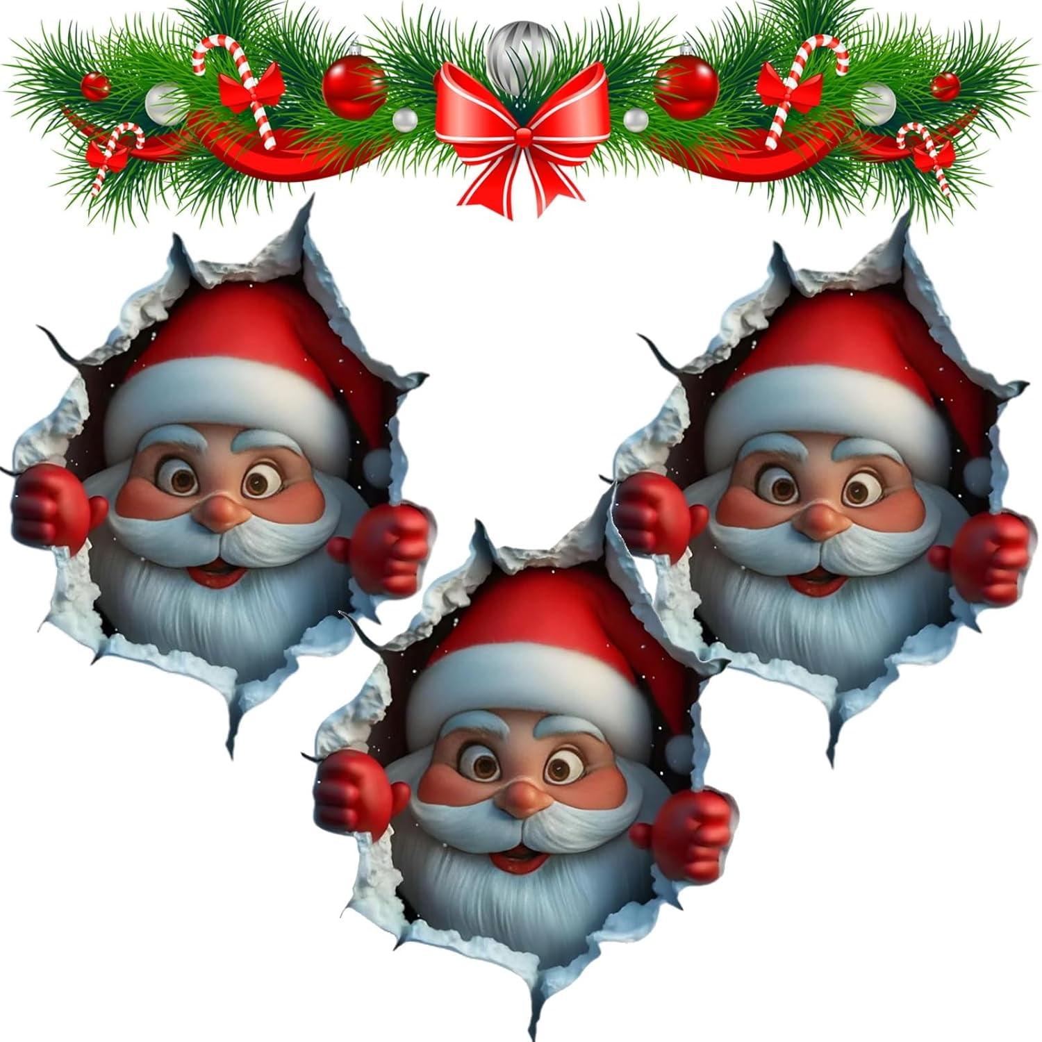 Christmas Creative Wall Sticker, 2026 New 3D Peel Cartoon Design ...