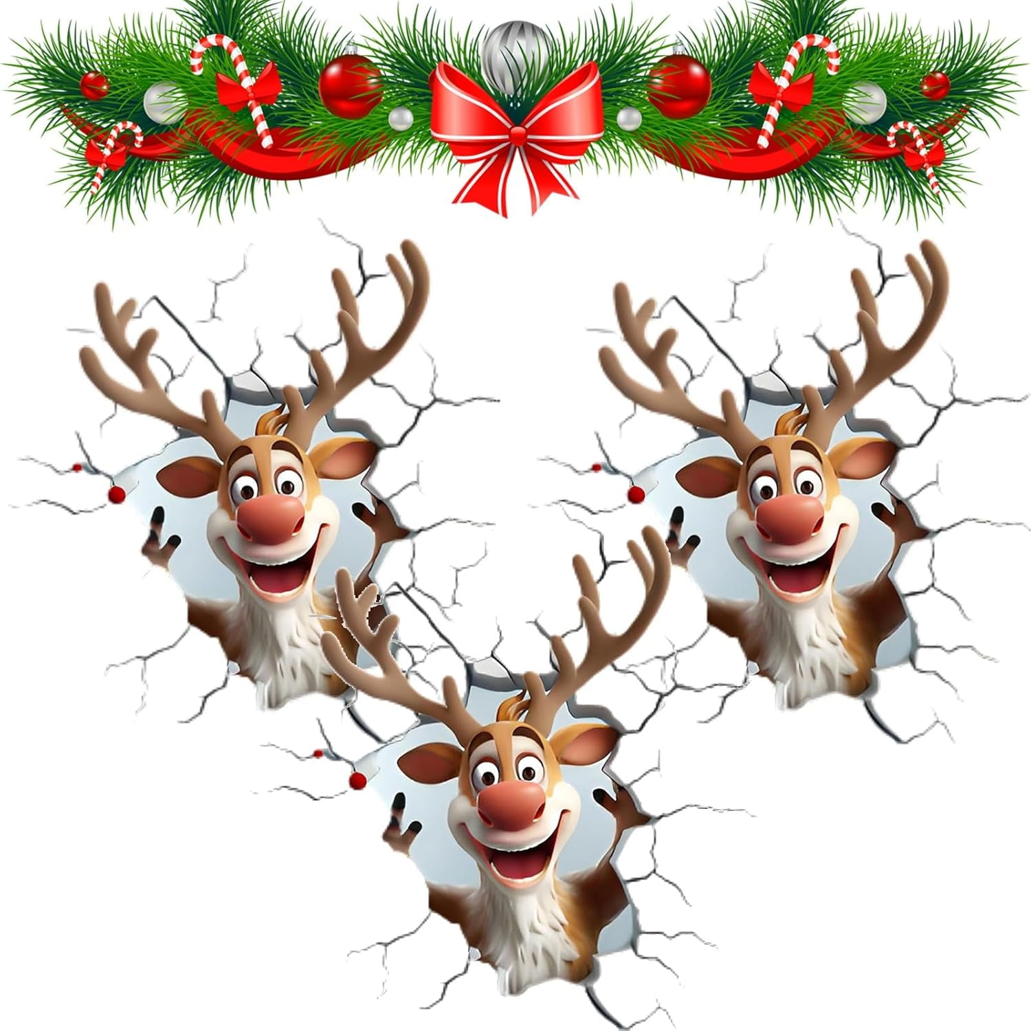 Christmas Creative Wall Sticker, 2026 New 3D Peel Cartoon Design ...
