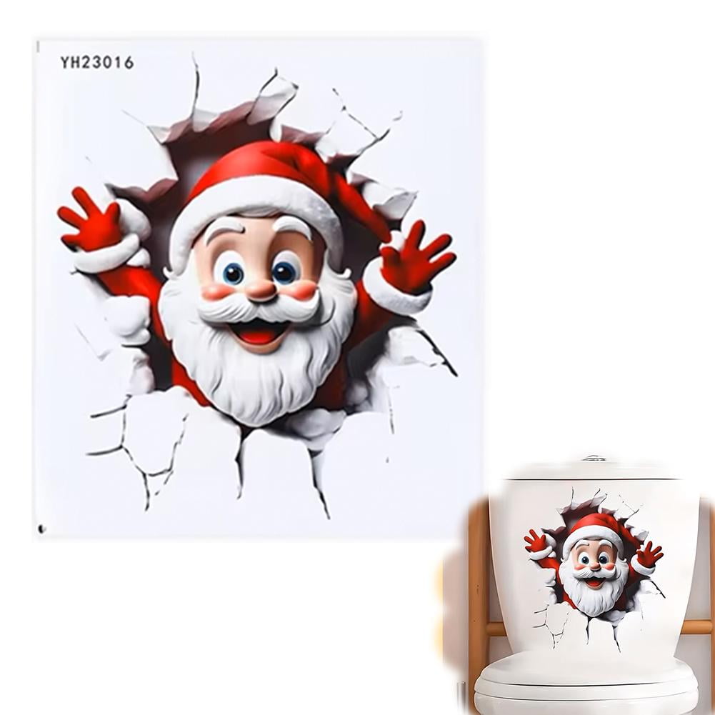 Christmas Creative Wall Sticker,Realistic 3D Effect Stick Santa Claus ...