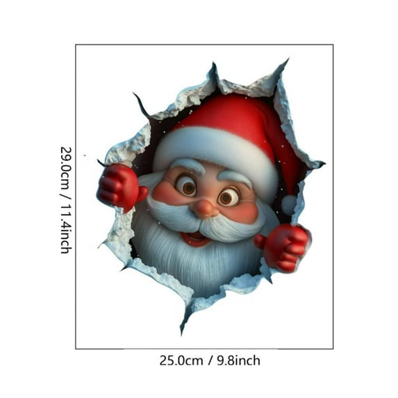 Christmas Creative Wall Stickers,Large 3D Wall-Breaking Cartoon Santa ...