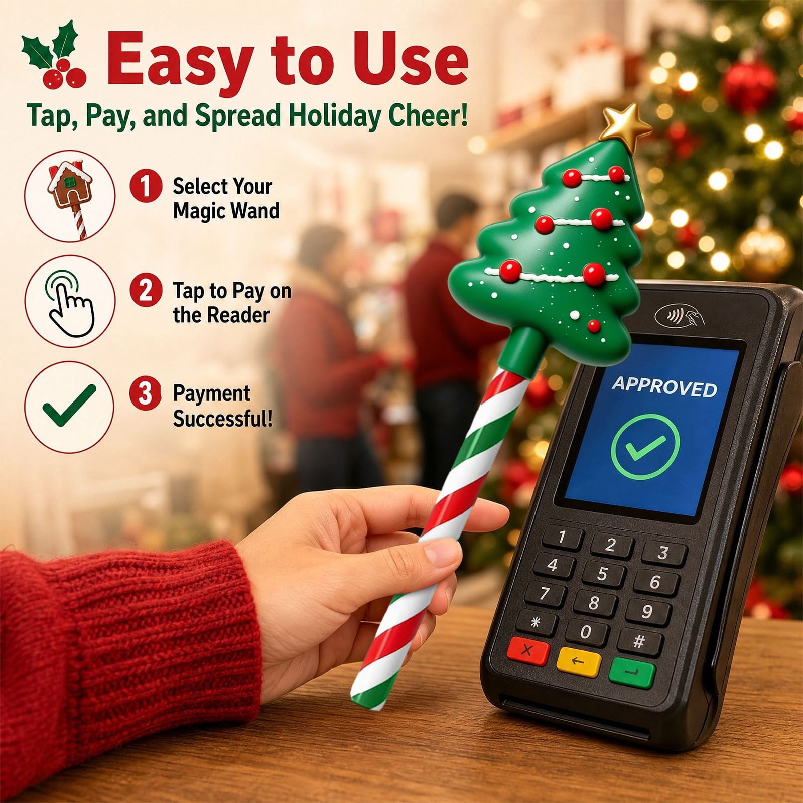 Christmas Credit Card Wand, 3D Printed Credit Card Wand Tap to Pay ...