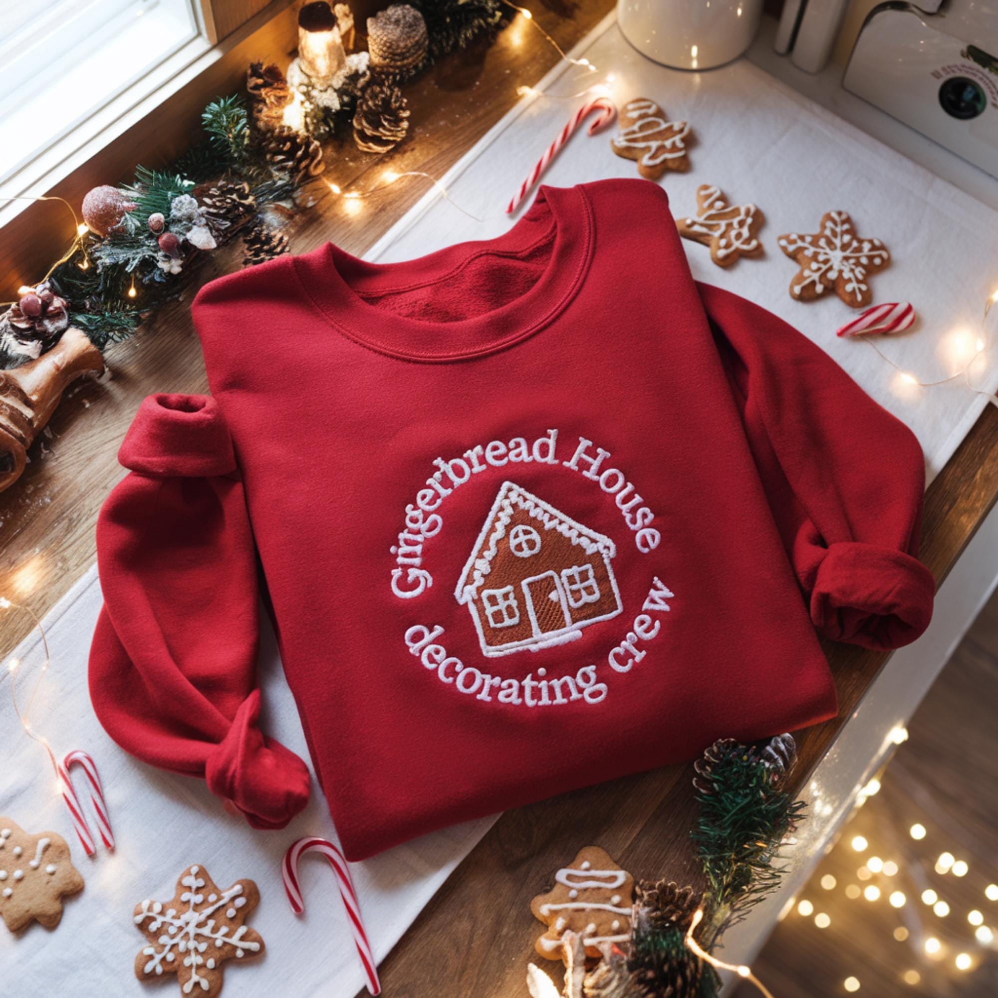 Christmas Crew Gingerbread House Embroidered Sweatshirt, Matching ...