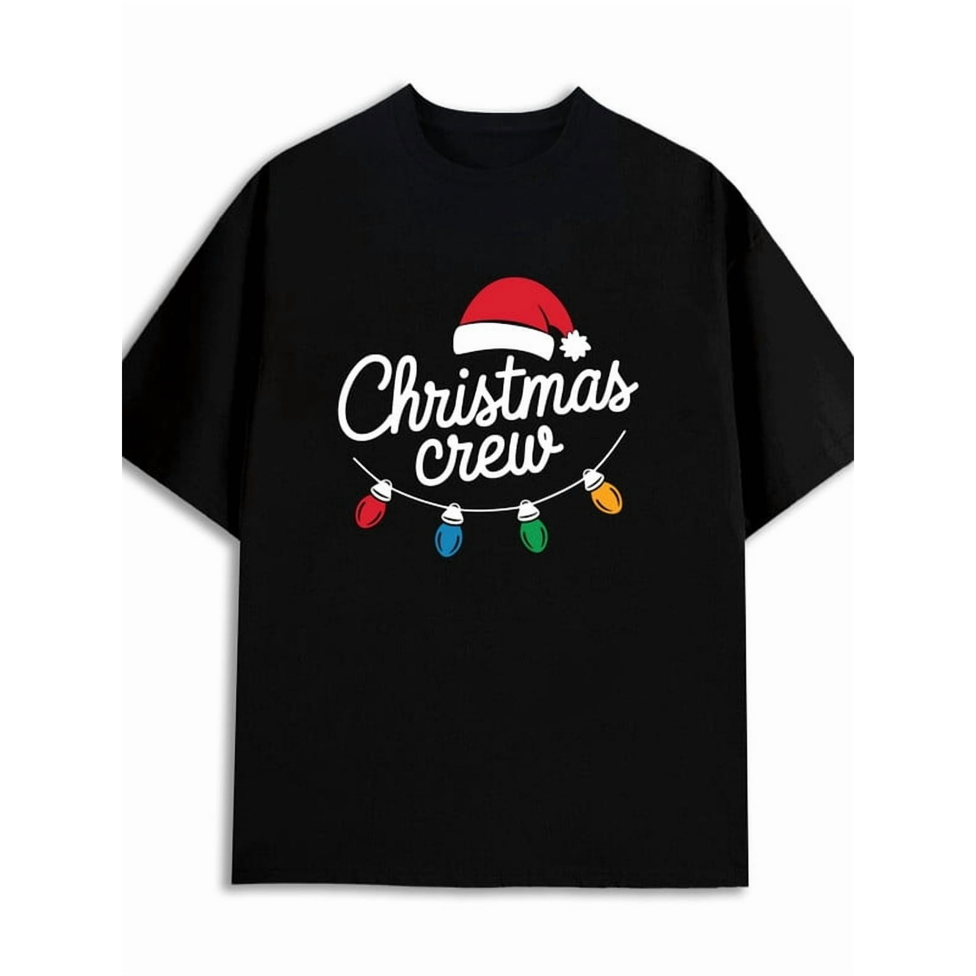 Christmas Crew Tee Christmas plain print men 180G 100% Cotton black For ...