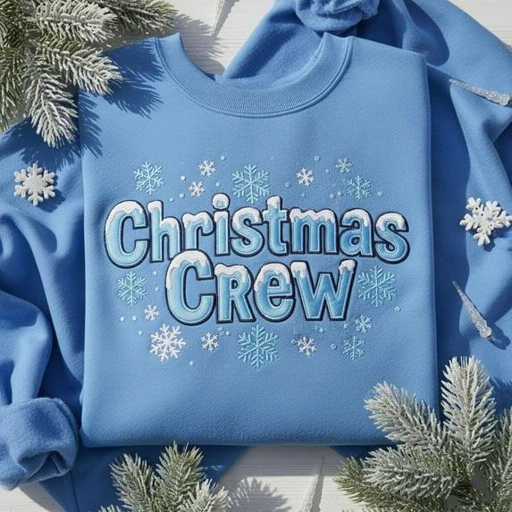 Christmas Crew embroidered sweatshirt, Festive Snow/Ice Block Crewneck ...