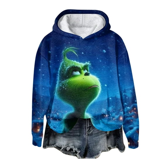 Christmas Crewneck Sweatshirt Long Sleeve Grinch Hoodie with Cartoon ...