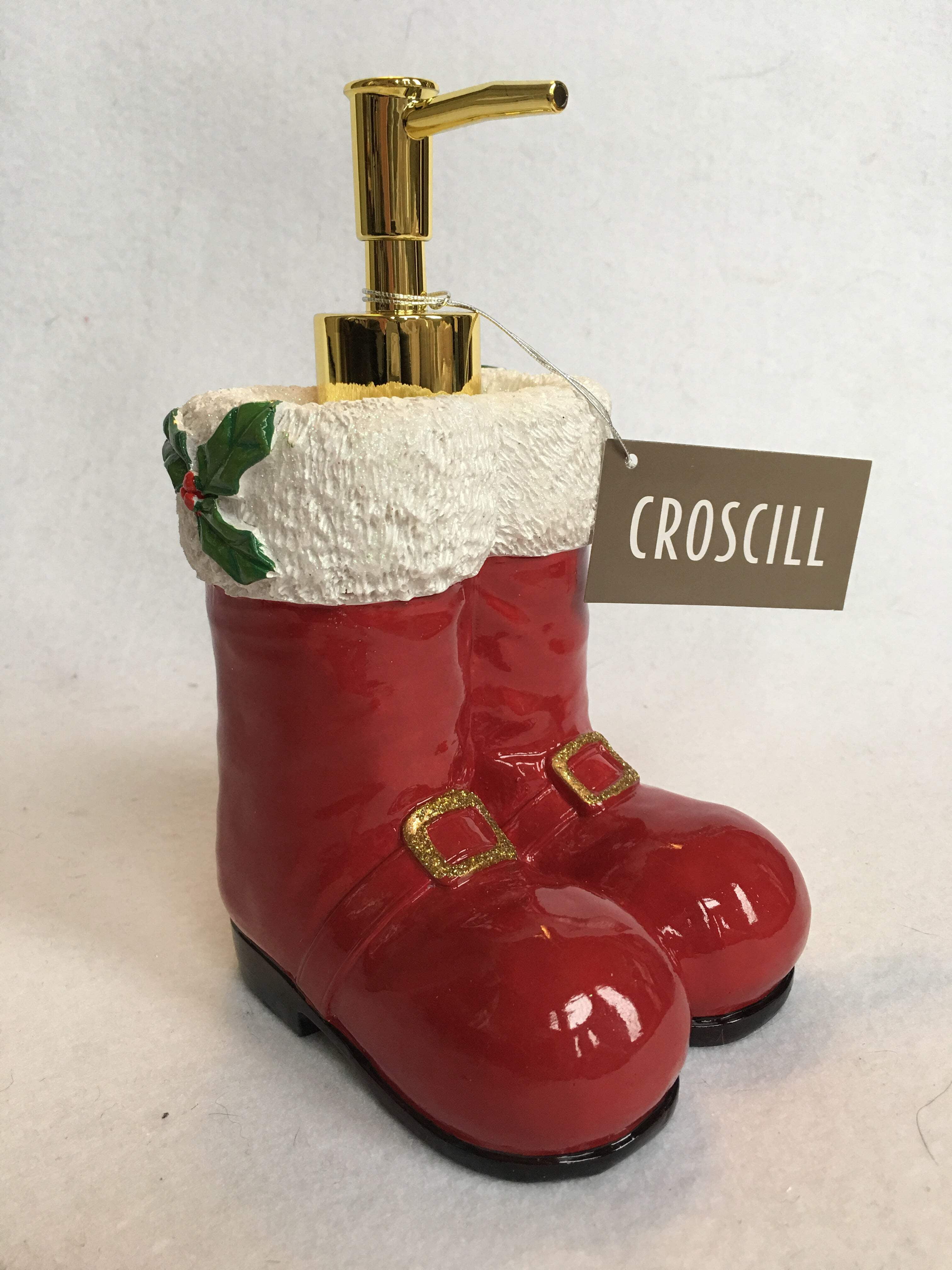 Christmas Croscill Red Santa Boots Hand Soap Ceramic Dispenser ...