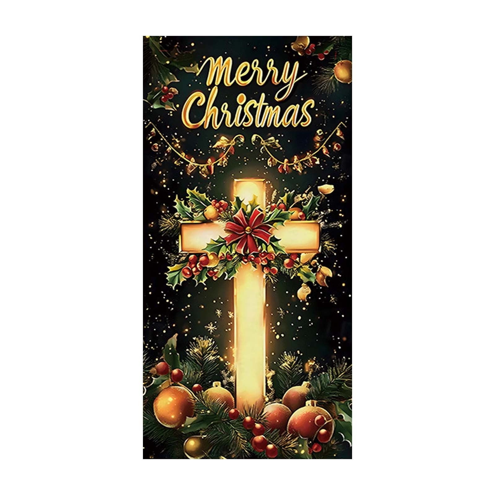 Christmas Cross Door Cover Nativity Cross Religious Door Decorations ...