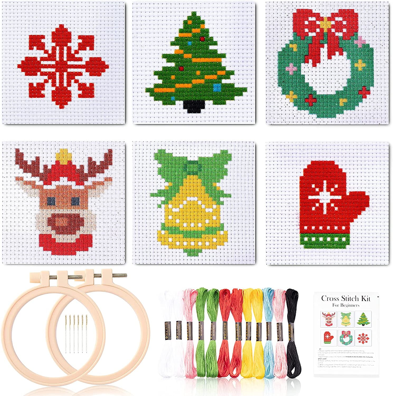 Walmart Kids 7-13 Christmas Cross Stitch Kit, Beginner Set with 14 ...
