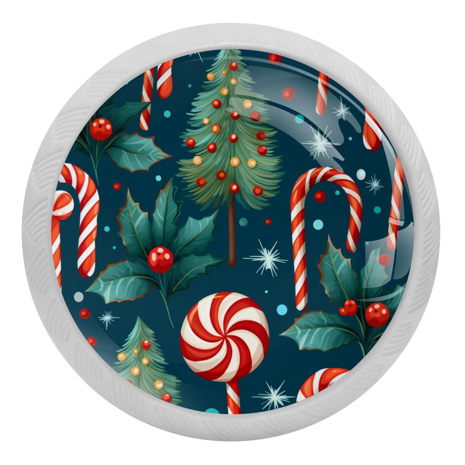Christmas Crutches Crystal Knobs with Screws - 4-Pack Round Fluorescent ...