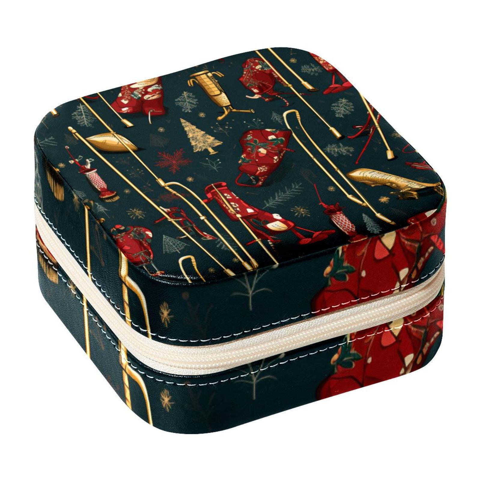 Christmas Crutches Travel Portable Square Jewelry Box Earring Organizer ...