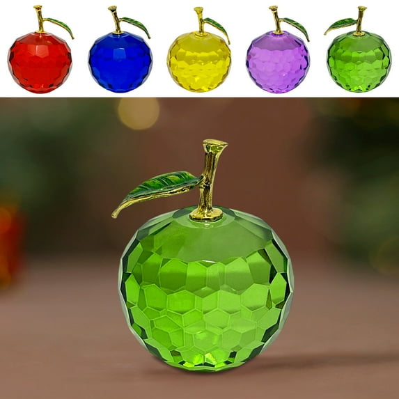 Christmas Crystal Faceted Apples Ornament Glass Artificial Apple ...