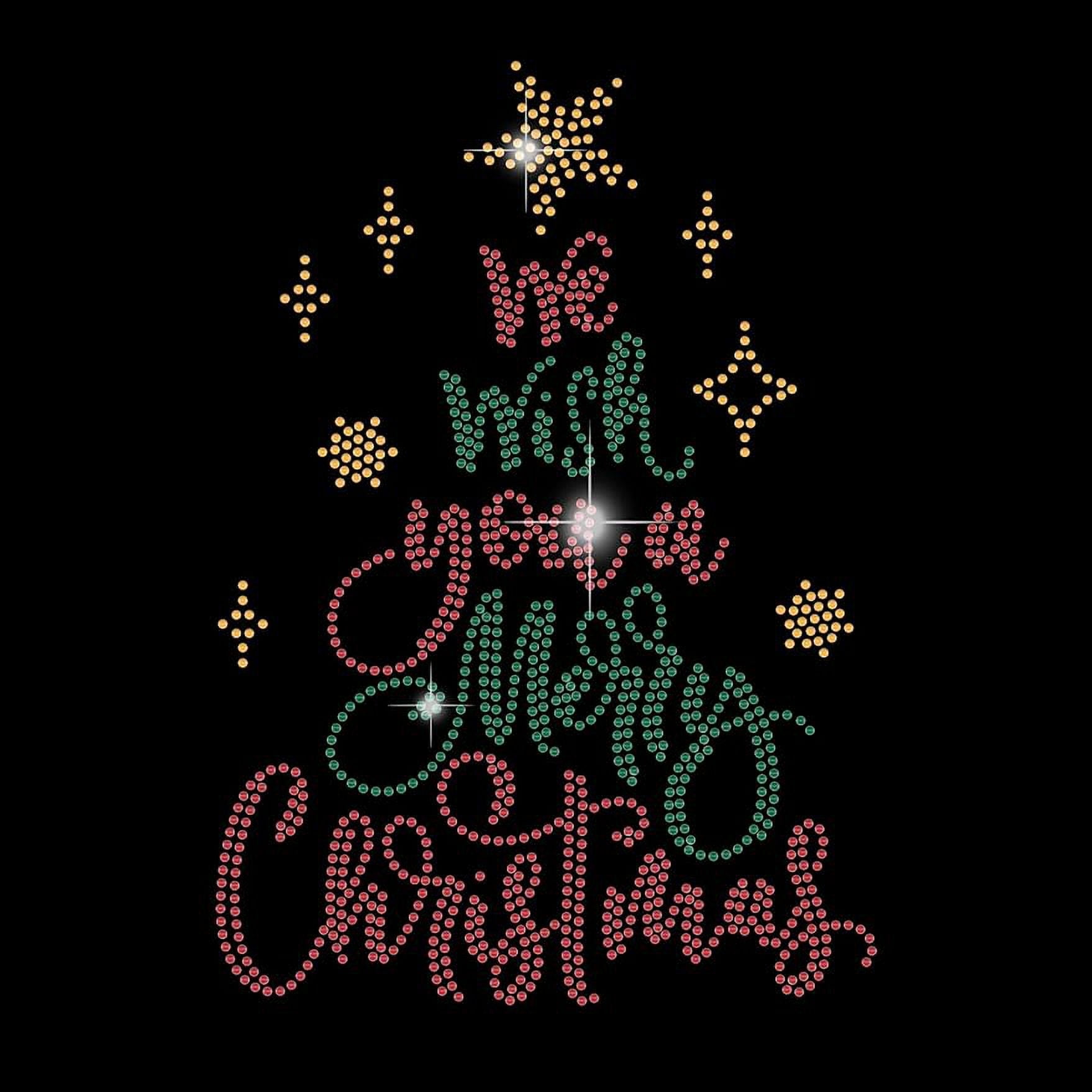Christmas Crystal Rhinestone Heat Transfer Decals We Wish You Merry ...