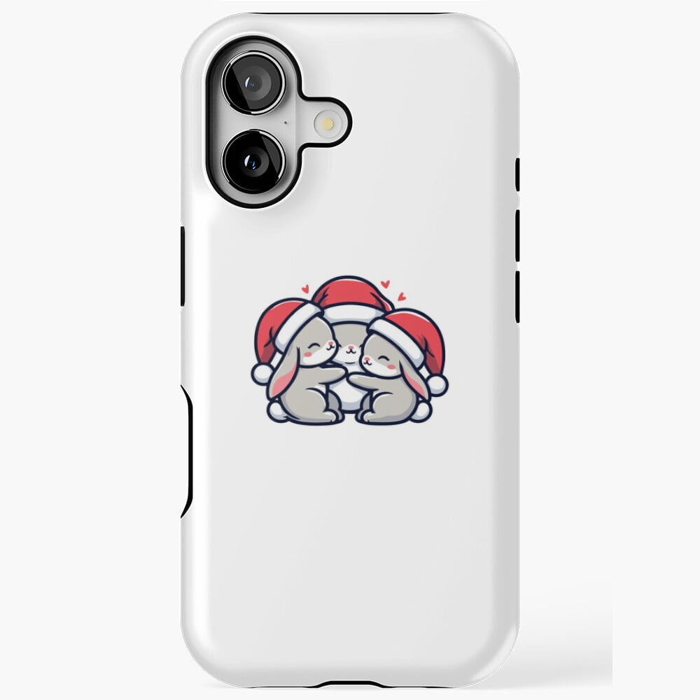 Christmas Cuddle Baby Bunnies Trio Cute Art iPhone Case 17 11 12 13 14 ...