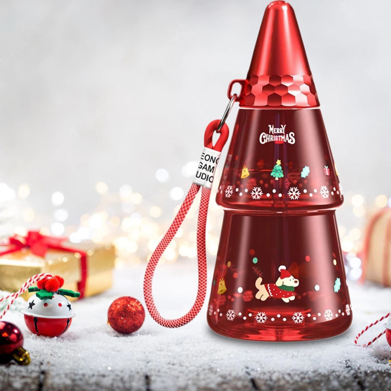 Christmas Cup 16 Oz Christmas Tree Water Bottle With Lid And Novelty ...