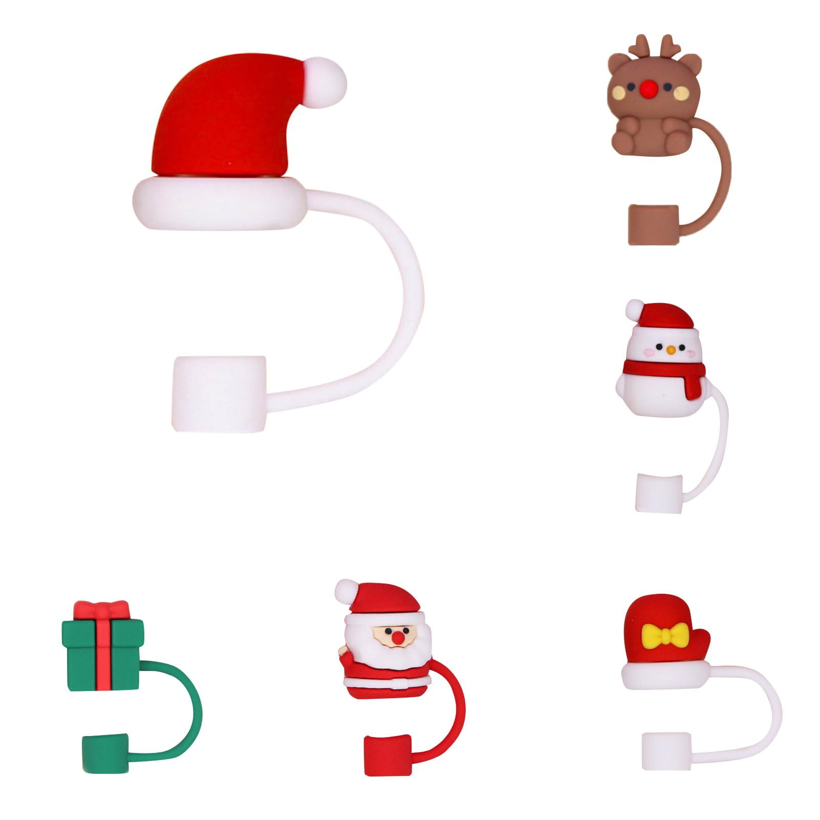Christmas Cup Straw Cover Silicone Straw Glass Juice Dispensers for ...