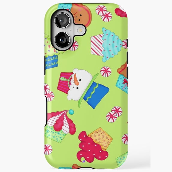 Christmas Cupcake Peppermint Bright Green Pattern Art iPhone Case 17 to ...