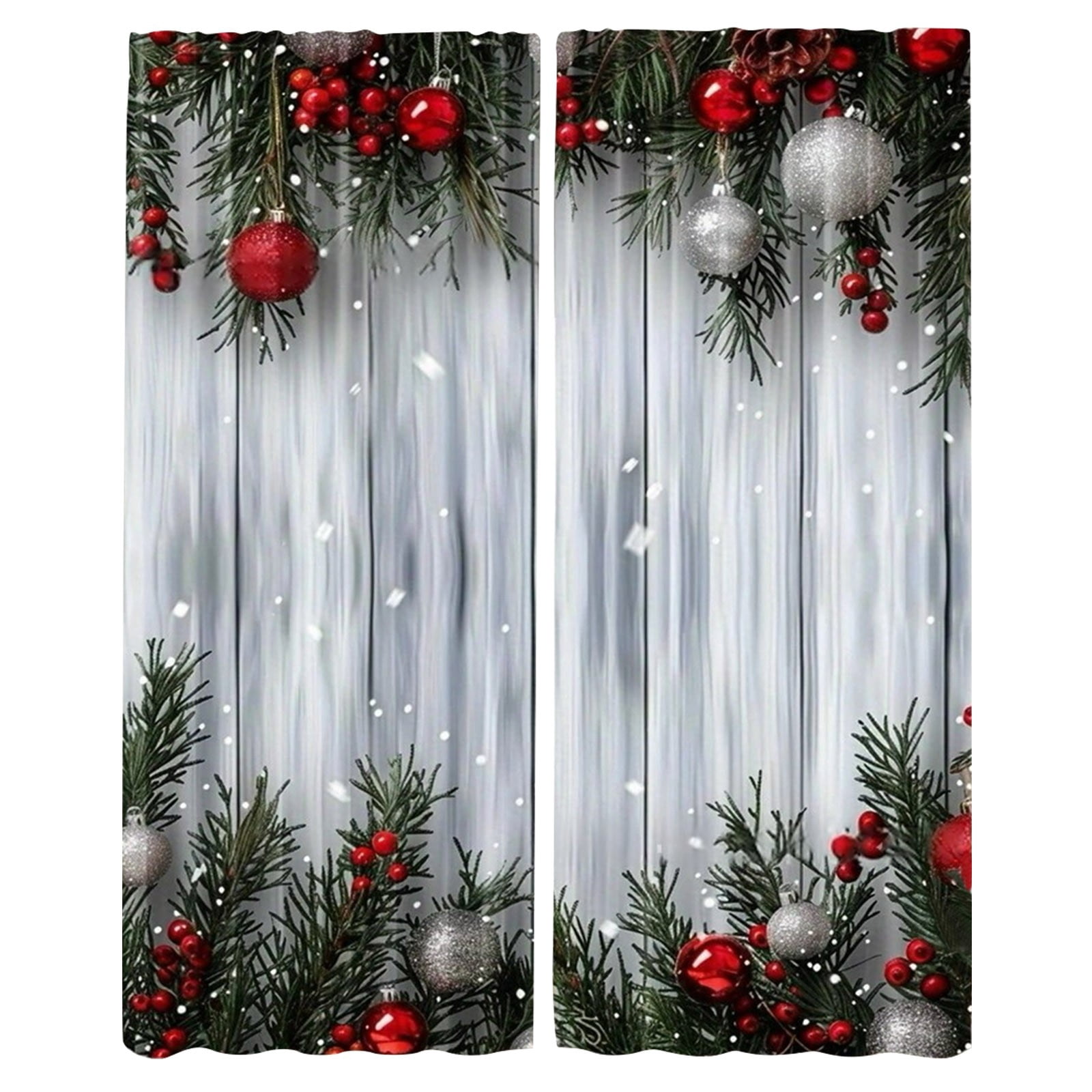 Christmas Curtain Holiday Printed Curtains 2 2d Flat Printed Red Xmas ...