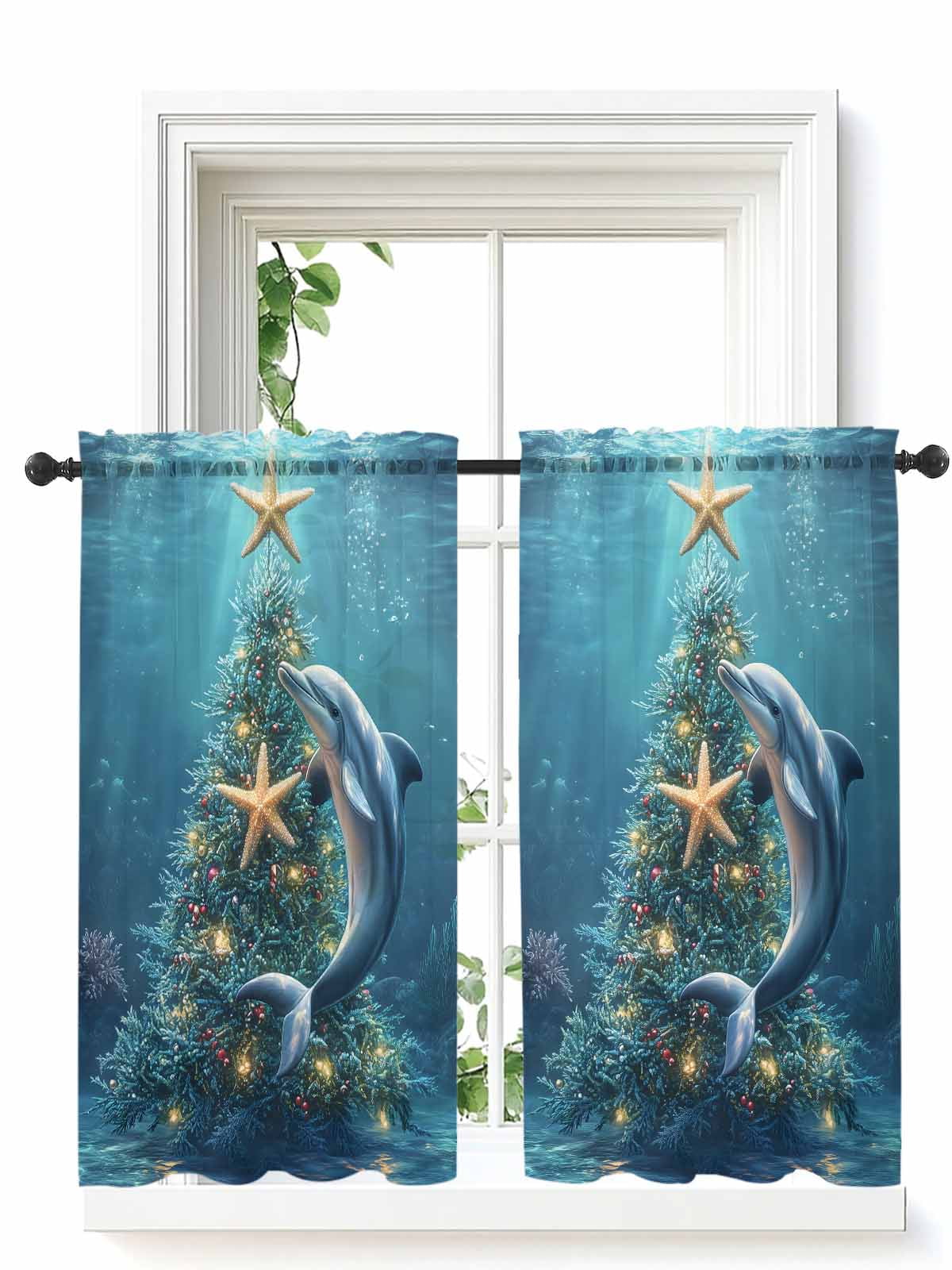 Christmas Curtains 45 Inch Length,Sheer Curtains for Bedroom Living ...