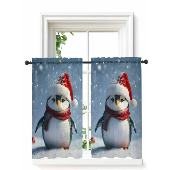 Christmas Curtains 45 Inch Length, Sheer Curtains for Bedroom Living ...