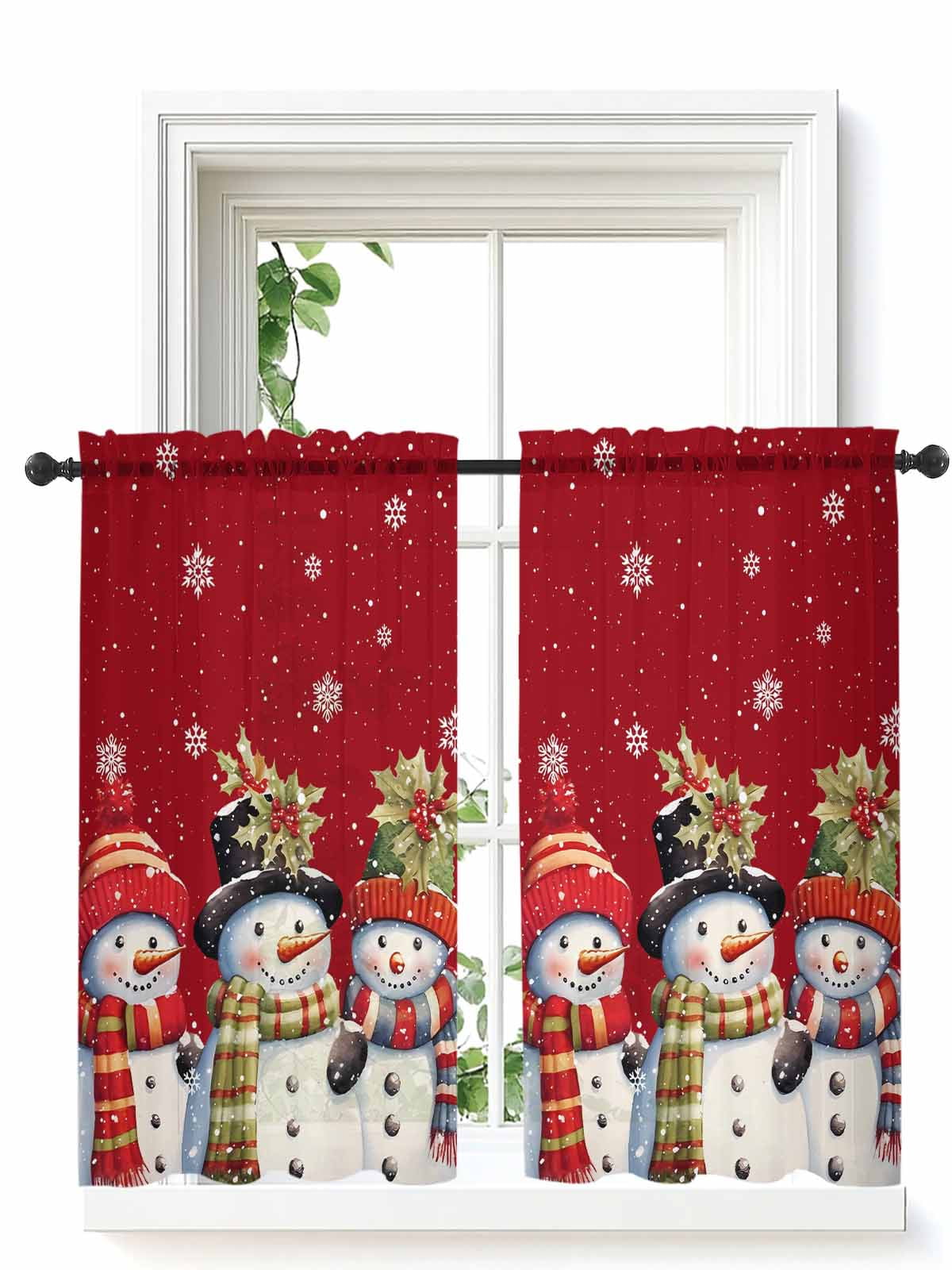 Christmas Curtains 45 Inch Length, Sheer Curtains for Bedroom Living ...