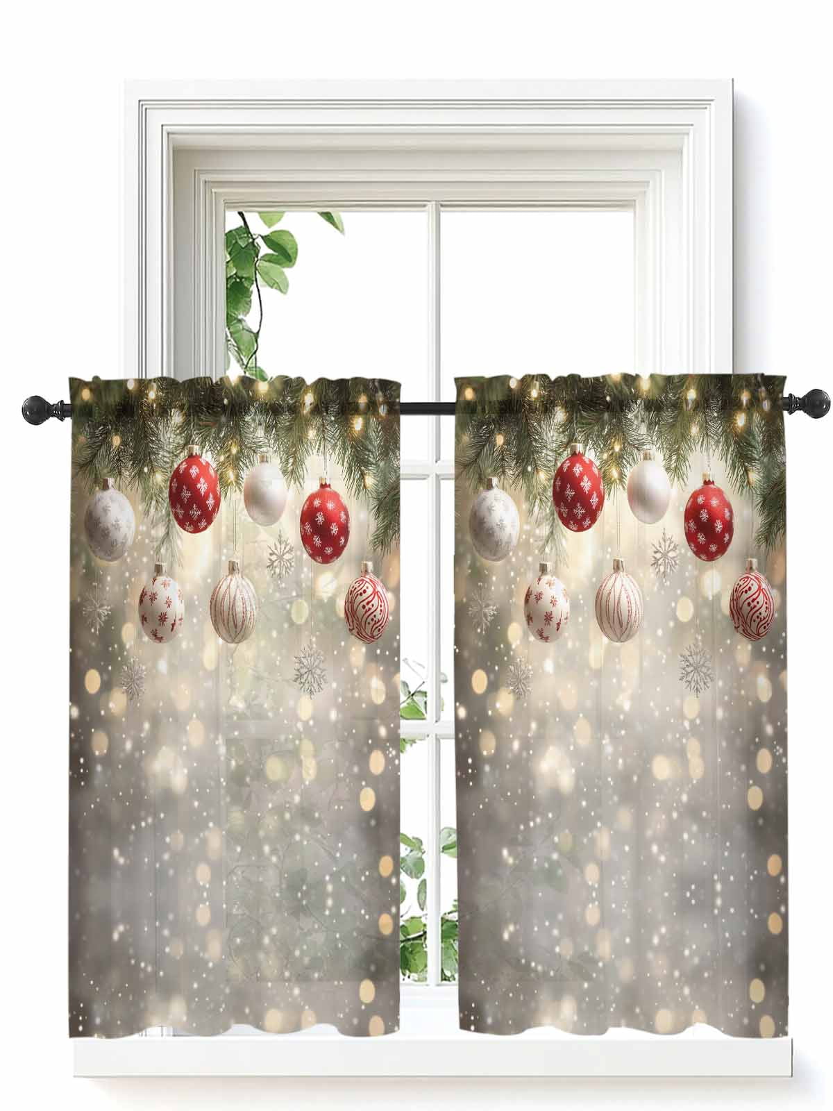 Christmas Curtains 54 Inch Length, Sheer Curtains for Bedroom Living ...